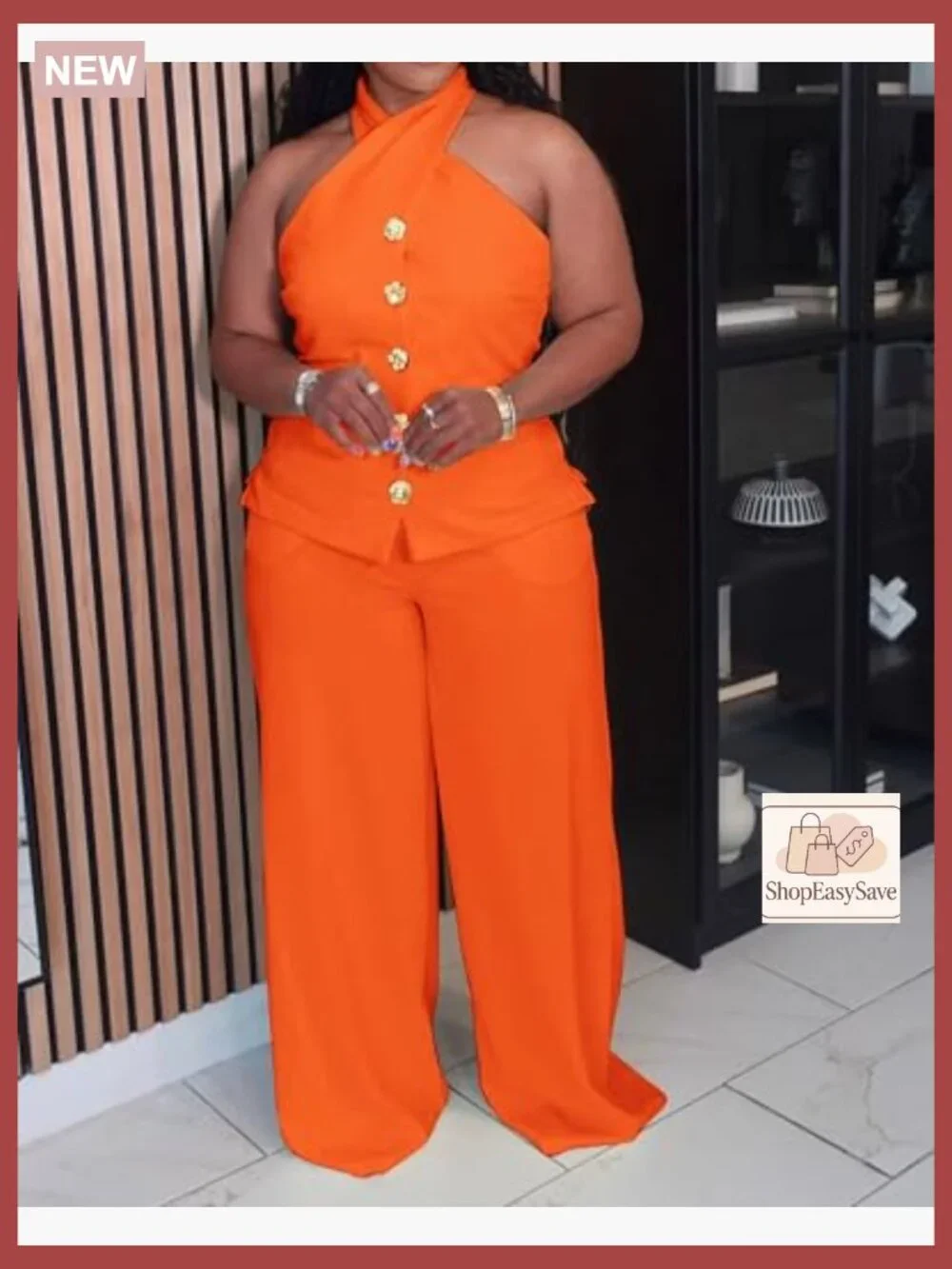 Pants & Jumpsuits | Plus Size Two Piece Outfits Halter Neck Tank Wide ...